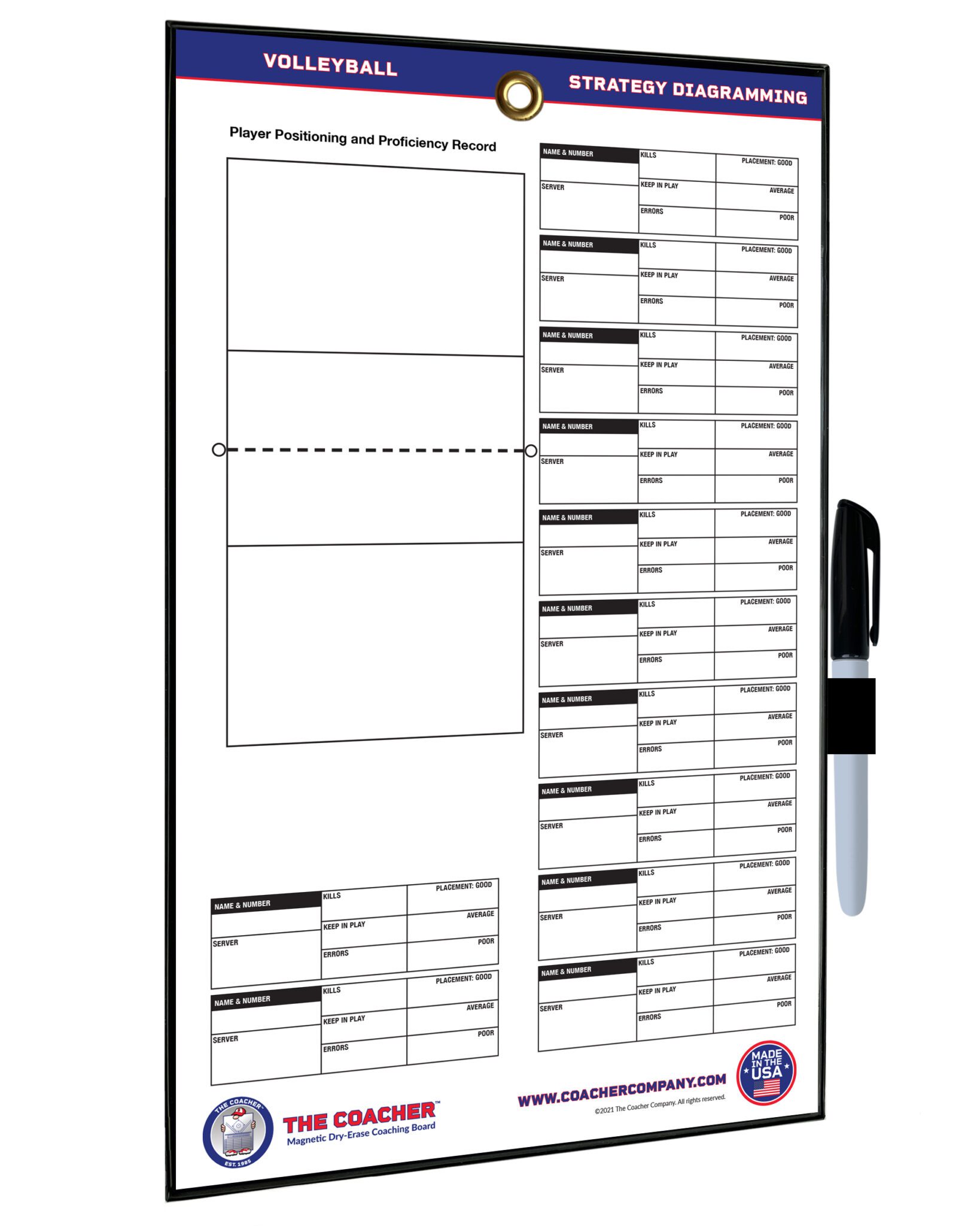 Volleyball Coach Board -Magnetic Dry Erase Clipboard for Coaches ...